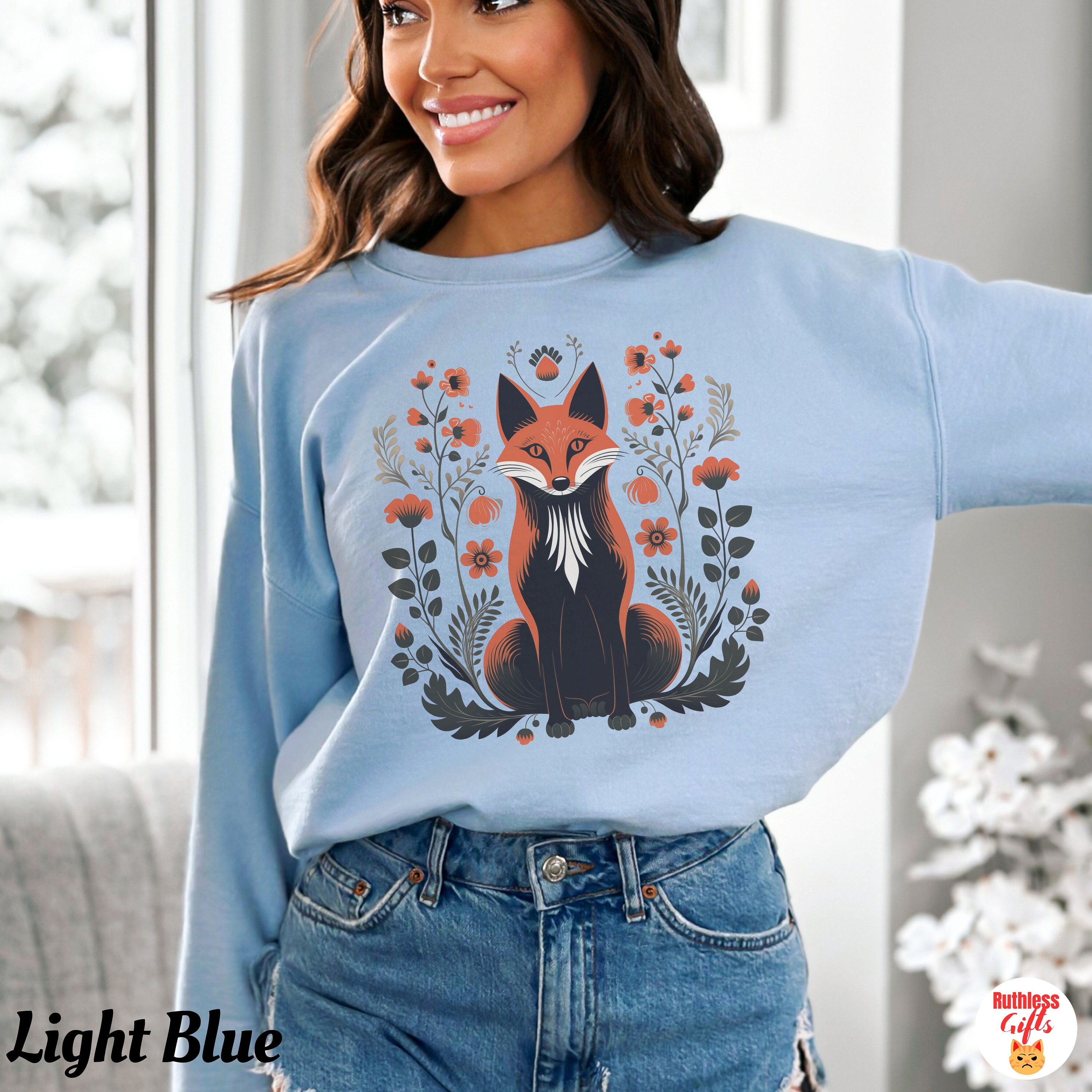 Fox Cottagecore Sweatshirt, Pressed Flowers Sweater, Vintage Forest ...