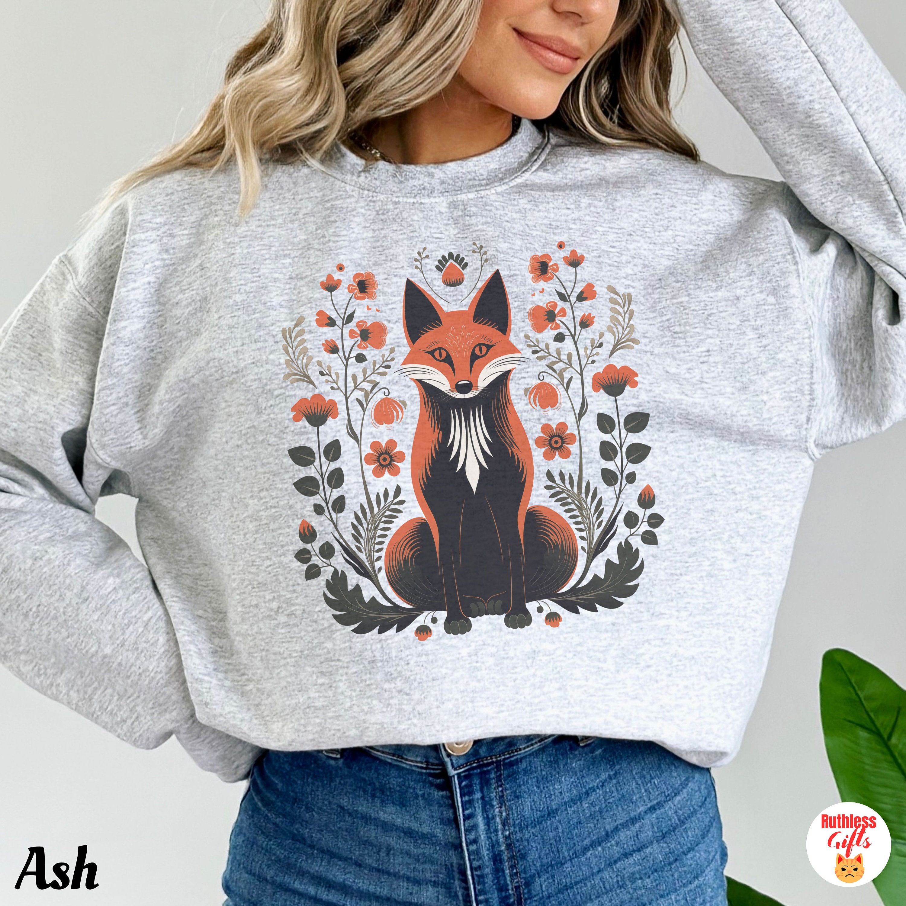 Fox Cottagecore Sweatshirt, Pressed Flowers Sweater, Vintage Forest ...