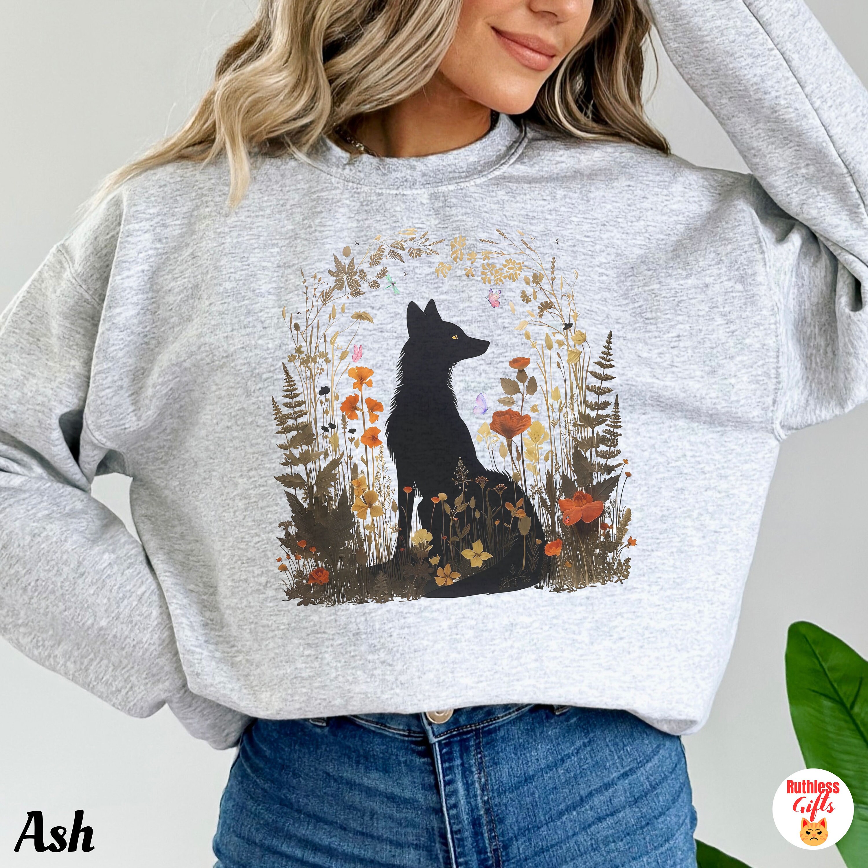 Fox Cottagecore Sweatshirt, Pressed Flowers Sweater, Vintage Forest ...