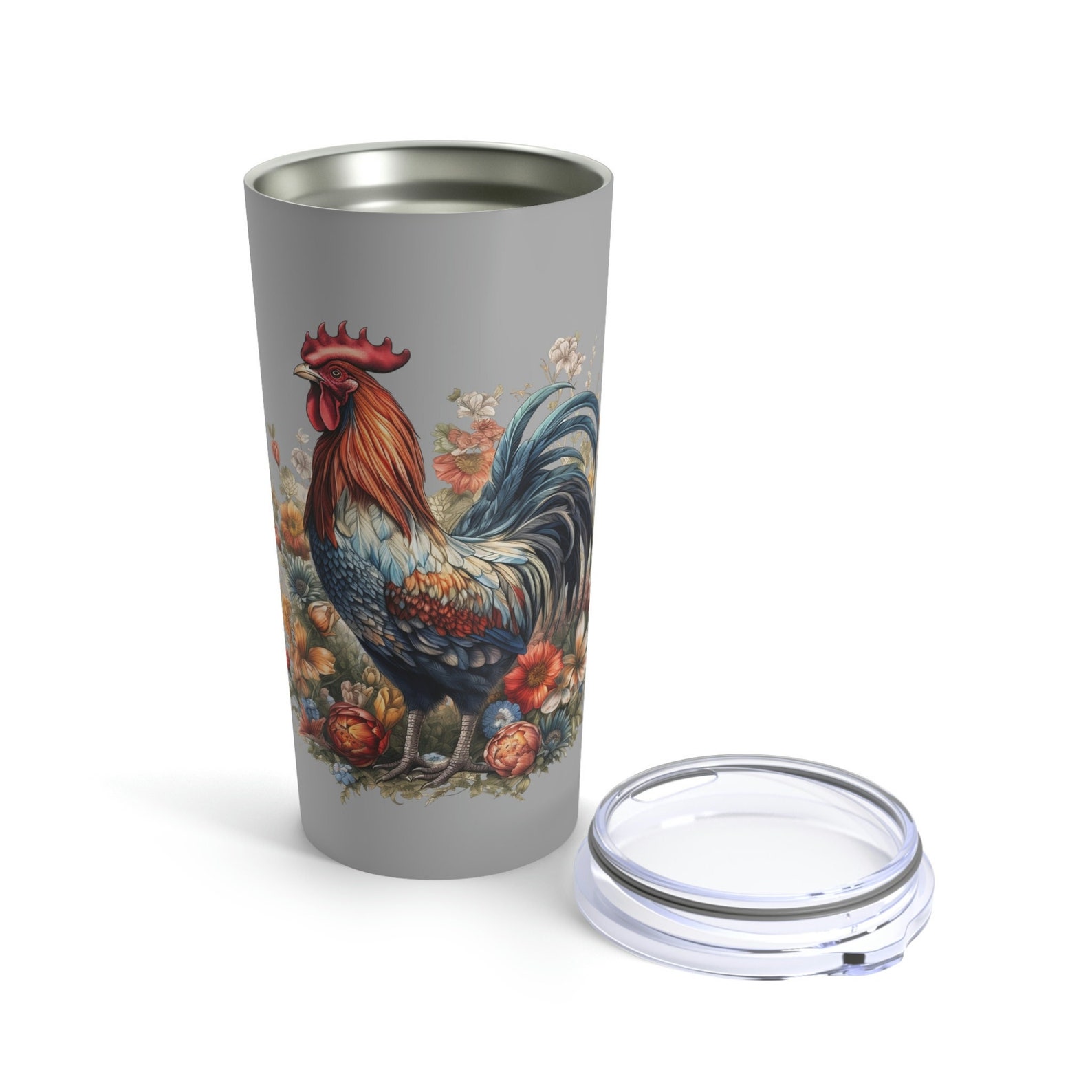 Floral Rooster Drink Tumbler, Flowers & Chicken Wine Thermos ...