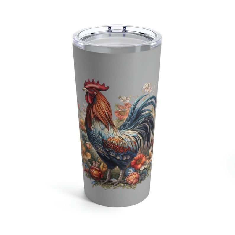 Floral Rooster Drink Tumbler, Flowers & Chicken Wine Thermos ...