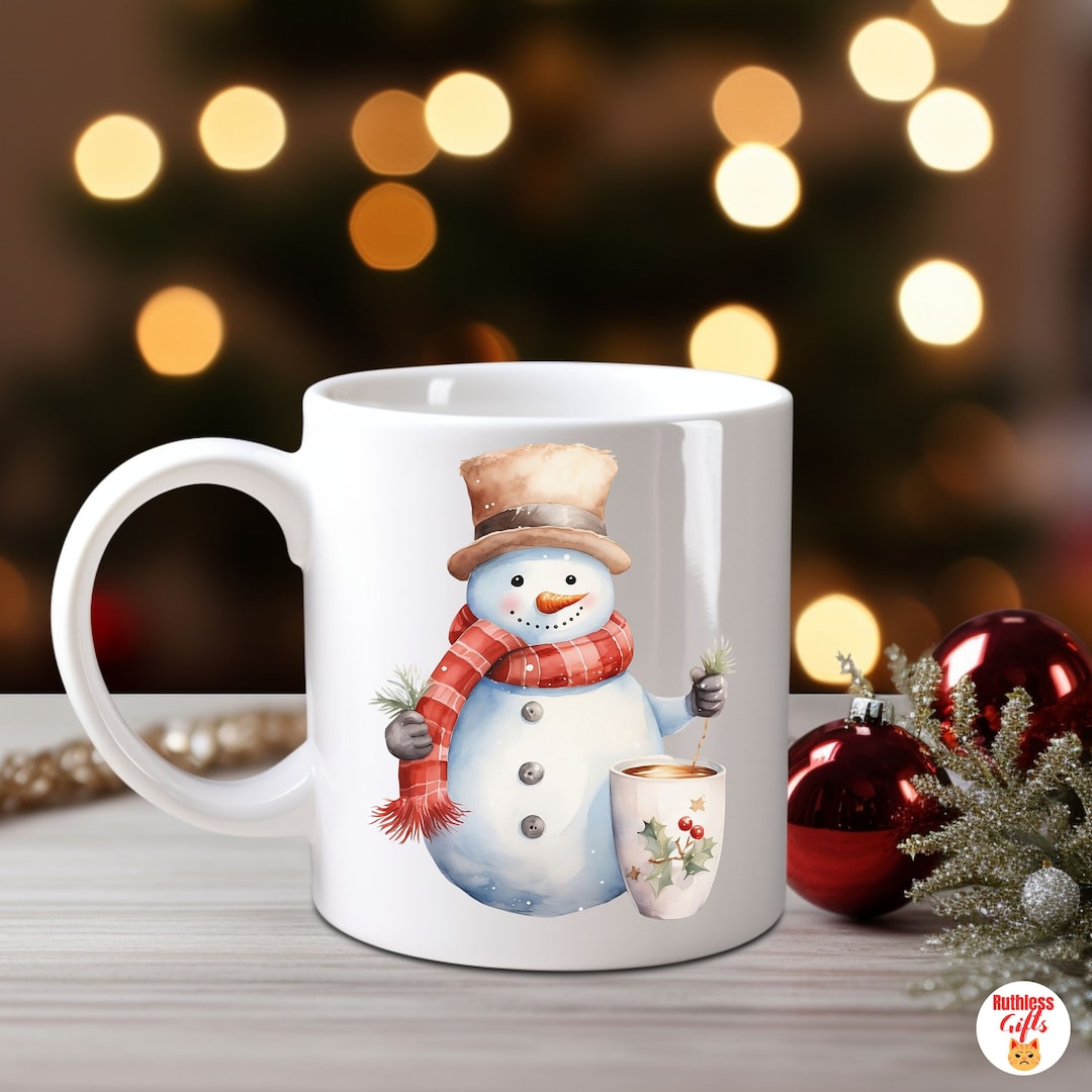 Snowman Coffee Mug, Snowmen Tea Cup, Christmas Holliday Mug, Xmas Mug ...