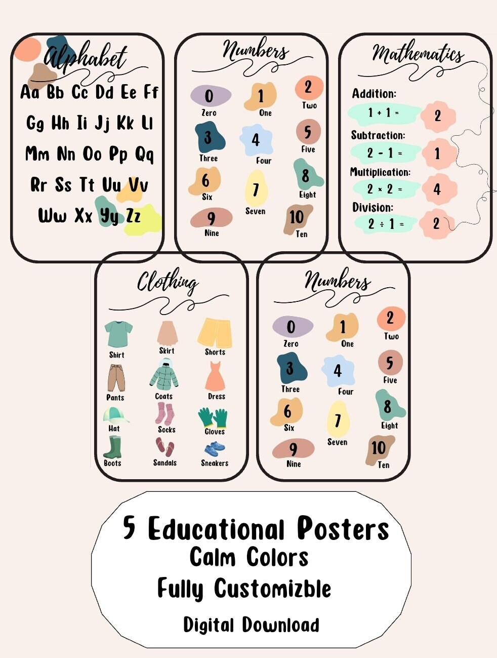 5 Calm Color Classroom Posters - Etsy