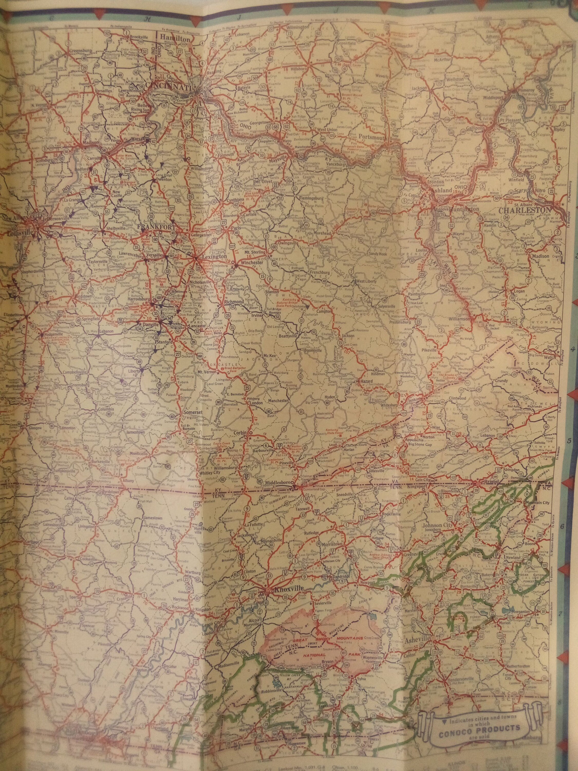 1930s Conoco Travel Map Kentucky-tennessee - Etsy