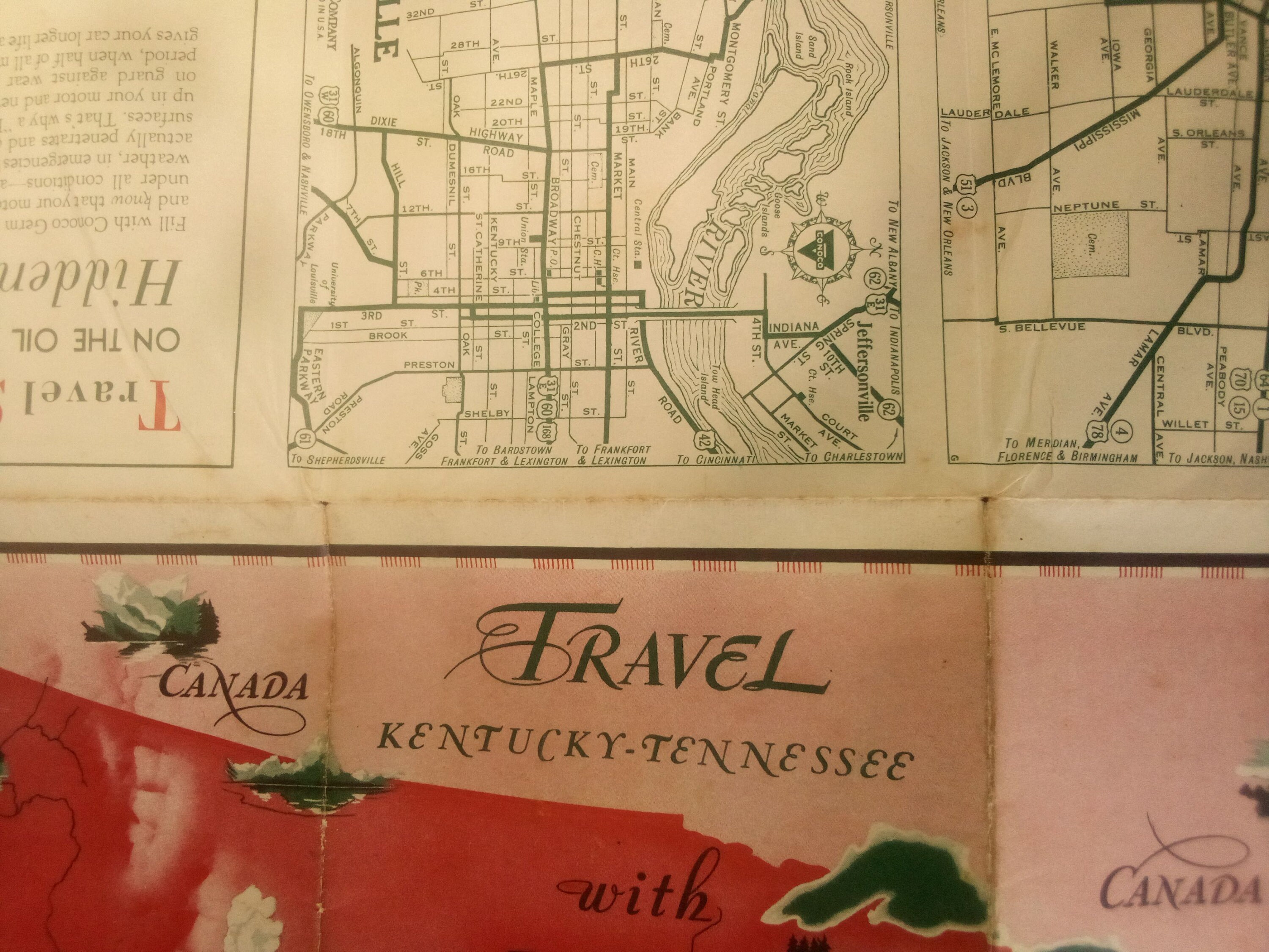 1930s Conoco Travel Map Kentucky-tennessee - Etsy