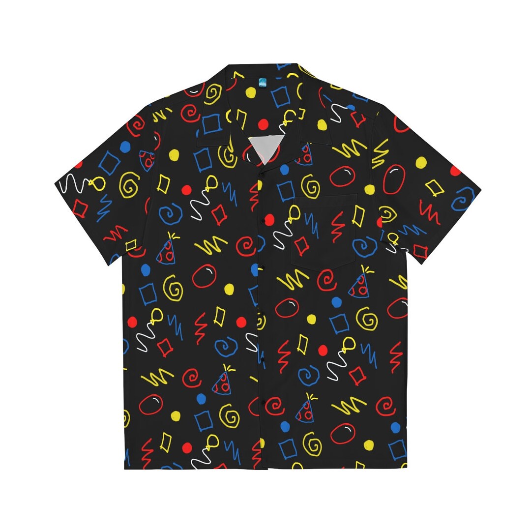 Clowncore Arcade Pattern Primary Colors Button-up Button-down Shirt ...