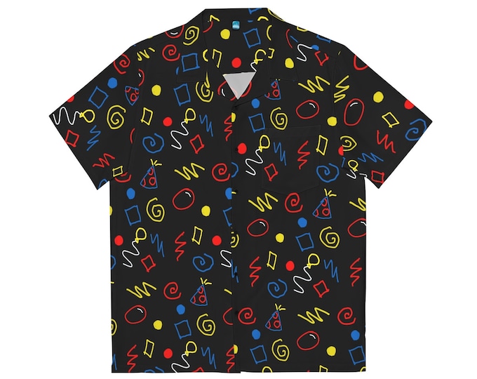 Clowncore Arcade Pattern Primary Colors Button-up Button-down Shirt ...