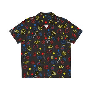 Clowncore Arcade Pattern Primary Colors Button-up Button-down Shirt ...
