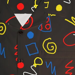 Clowncore Arcade Pattern Primary Colors Button-up Button-down Shirt ...