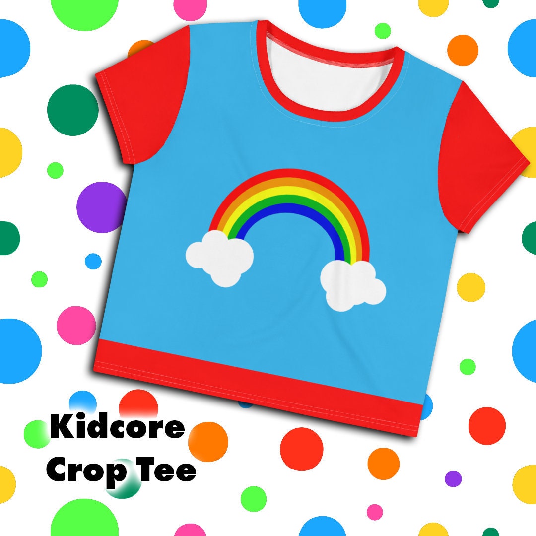 Kidcore Rainbow Primary Colors Crop Top T-shirt Clothes Clothing - Etsy