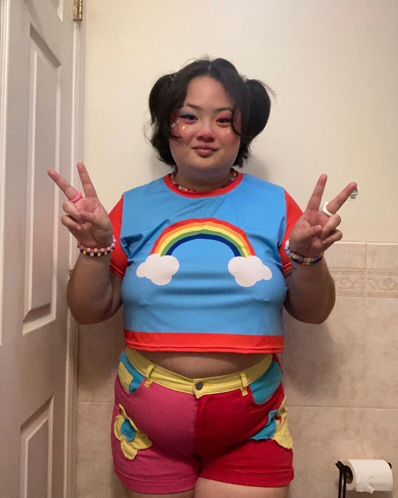 Kidcore Rainbow Primary Colors Crop Top T-shirt Clothes - Etsy