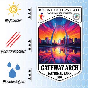 Gateway Arch National Park Stickers for Water Bottle Colorful ...