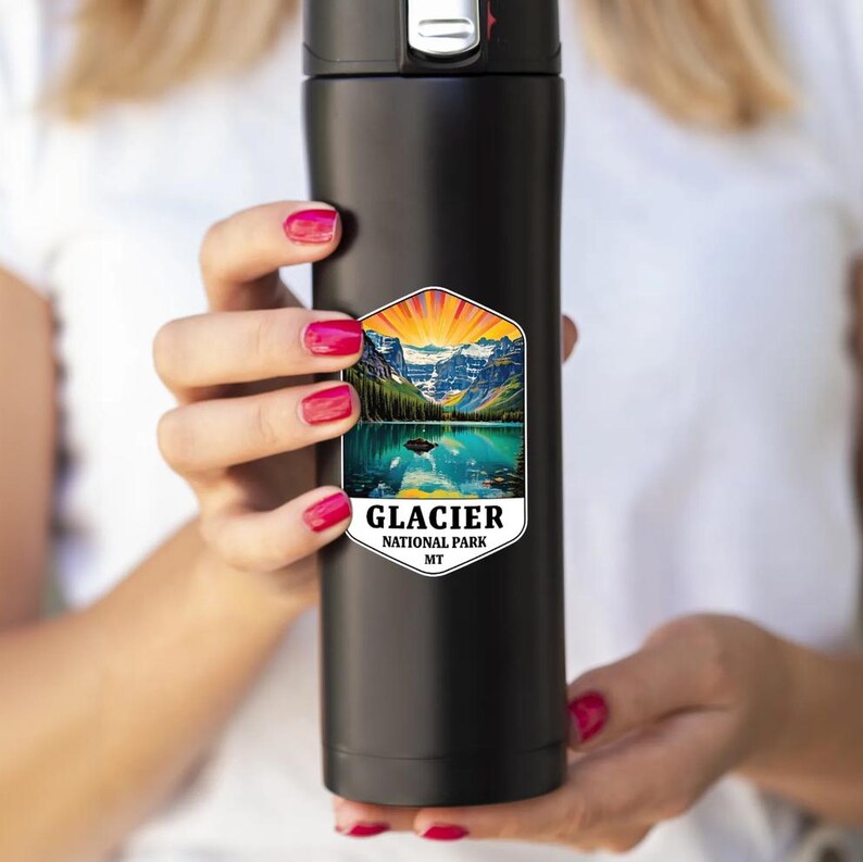 Glacier National Park Stickers for Water Bottle Colorful Waterproof ...