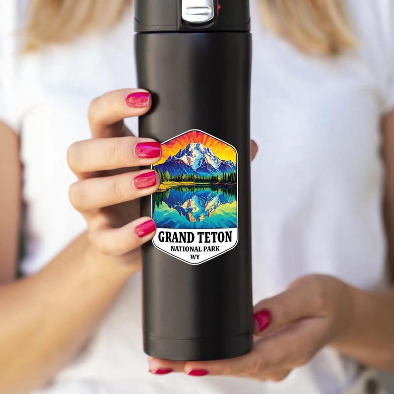 Grand Teton National Park Stickers for Water Bottle Colorful Waterproof ...