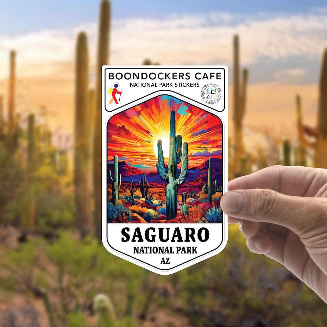 Saguaro National Park Stickers for Water Bottle Colorful Waterproof ...