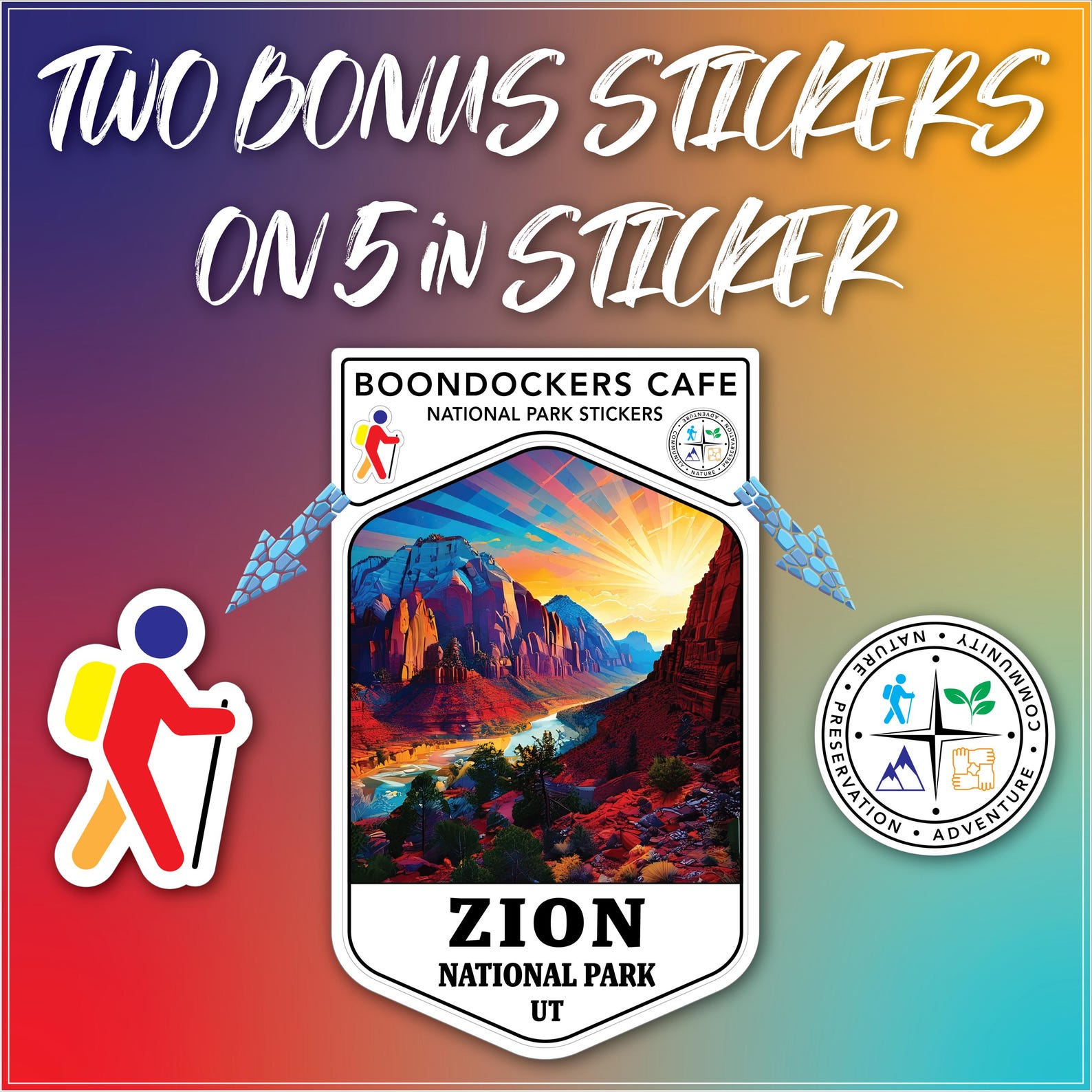 Zion National Park Stickers for Water Bottle Colorful Waterproof Vinyl ...