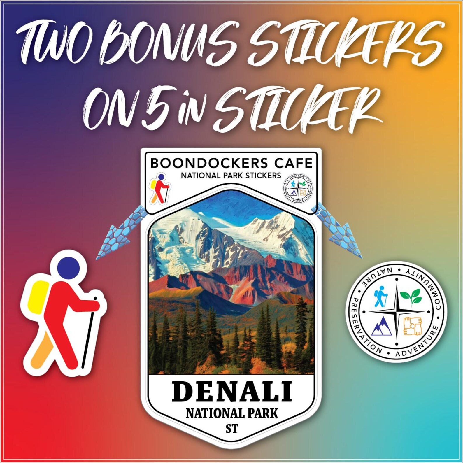 Denali National Park Stickers for Water Bottle Colorful Waterproof ...