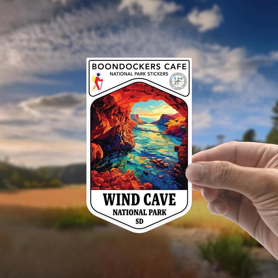 Wind Cave National Park Stickers for Water Bottle Colorful Waterproof ...