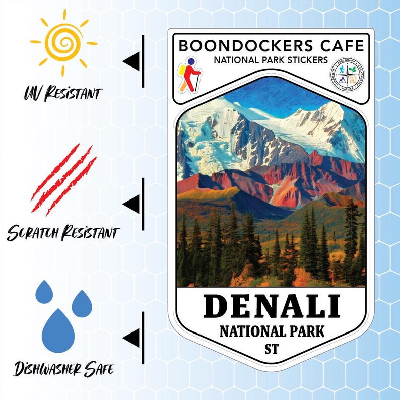 Denali National Park Stickers for Water Bottle Colorful Waterproof ...