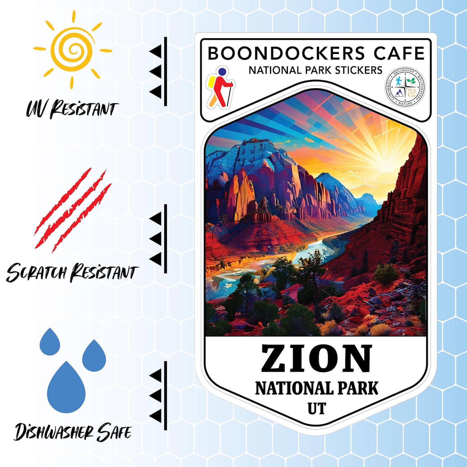 Zion National Park Stickers for Water Bottle Colorful Waterproof Vinyl ...