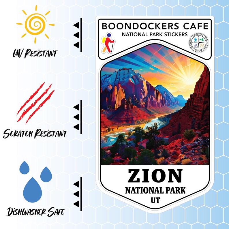 Zion National Park Stickers for Water Bottle Colorful Waterproof Vinyl ...