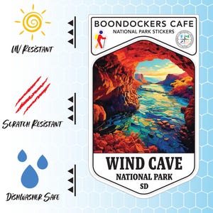 Wind Cave National Park Stickers for Water Bottle Colorful Waterproof ...