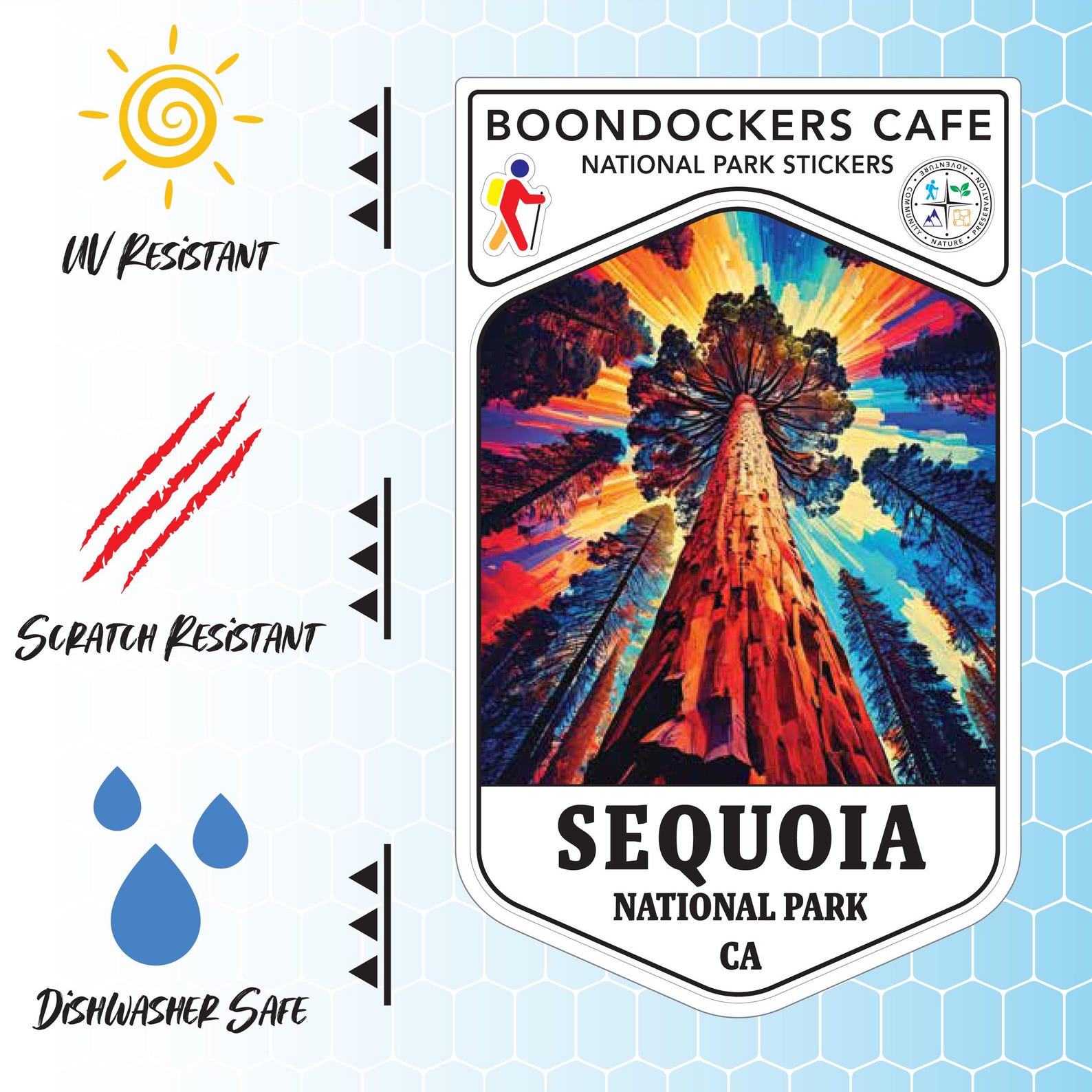 Sequoia National Park Stickers for Water Bottle Colorful Waterproof ...