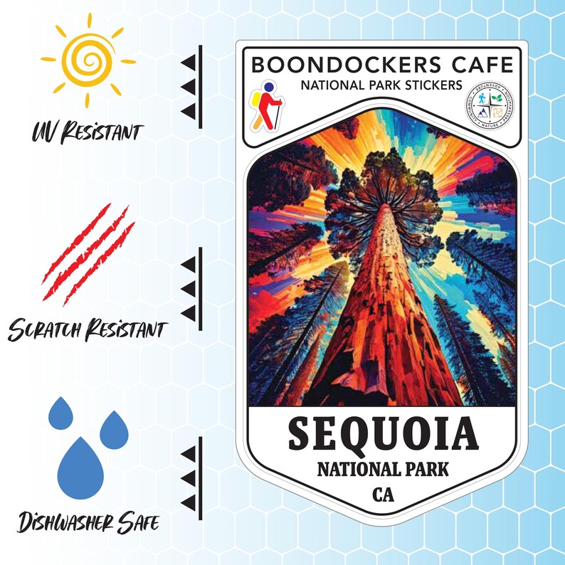 Sequoia National Park Stickers for Water Bottle Colorful Waterproof ...