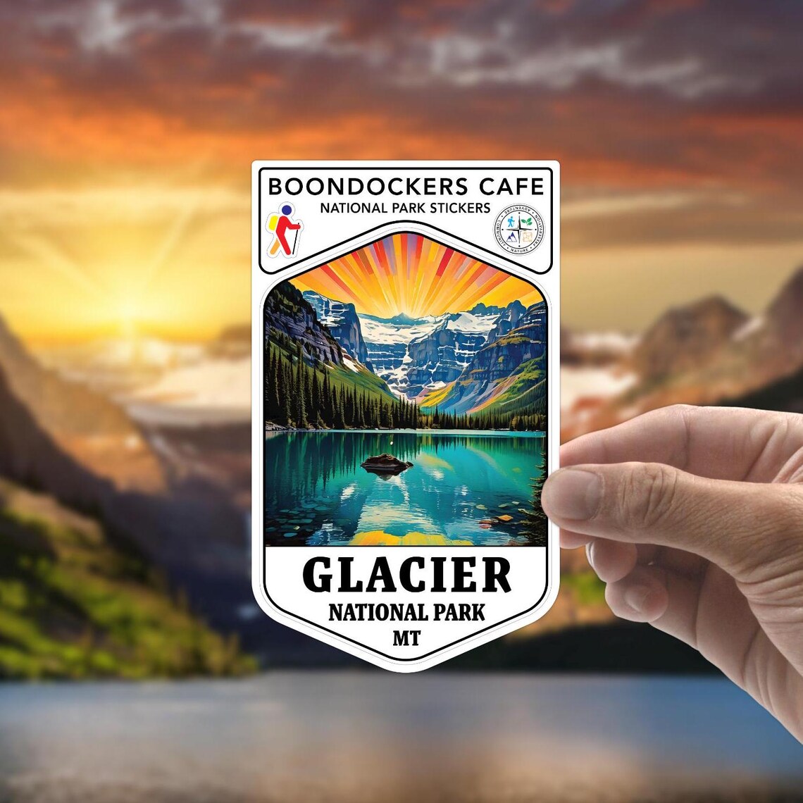 Glacier National Park Stickers for Water Bottle Colorful Waterproof ...