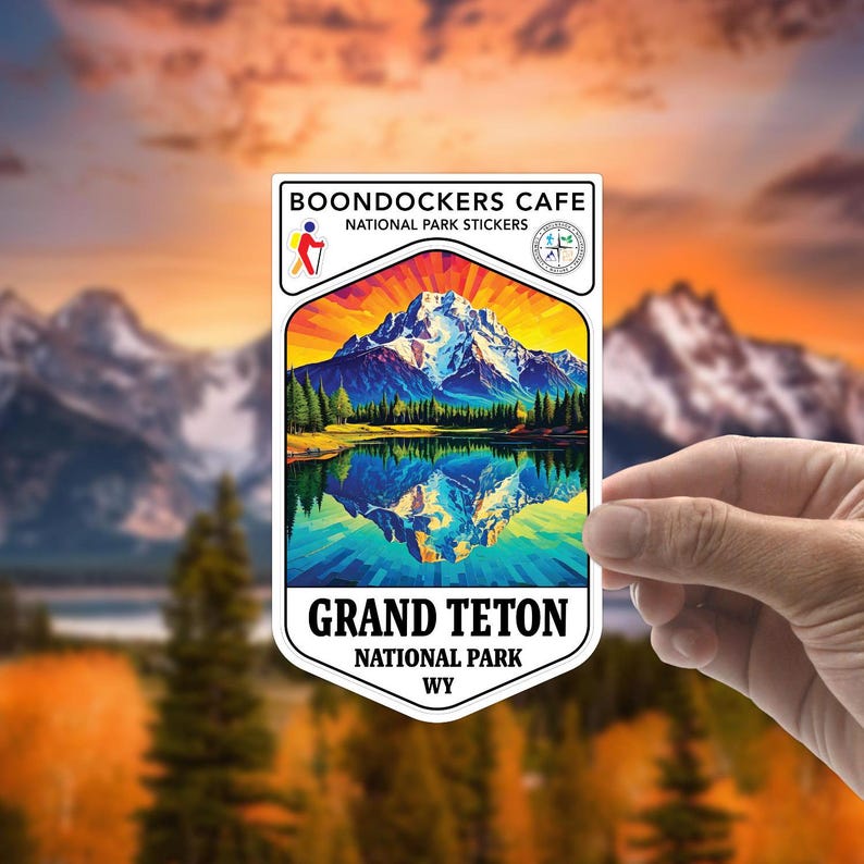 Grand Teton National Park Stickers for Water Bottle Colorful Waterproof ...