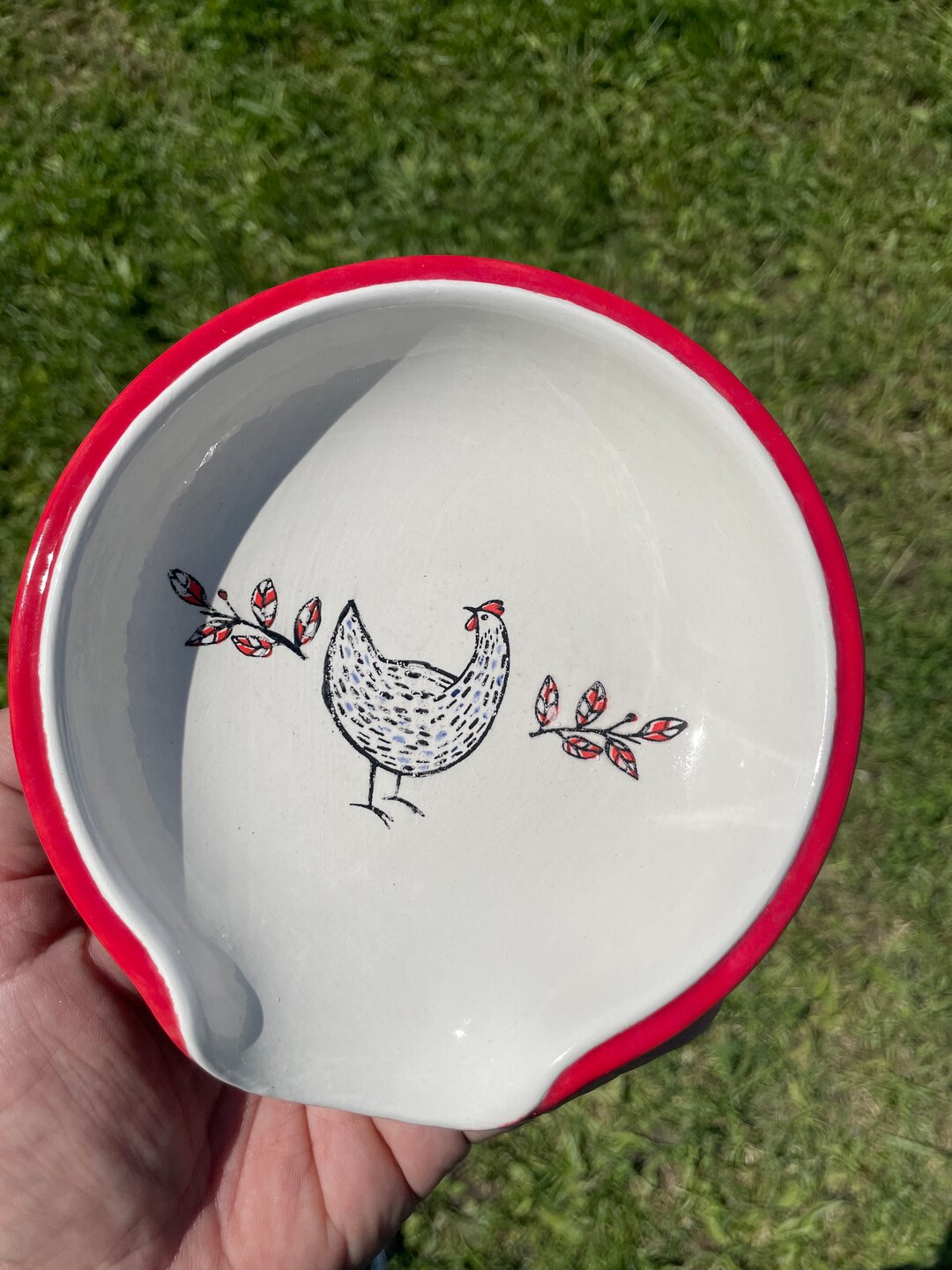 Large Spoon Rest Chicken Spoon Rest Chili Peppers - Etsy