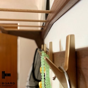Midcentury Modern Walnut Wall Mounted Coat Rack - Solid Hardwood Made ...