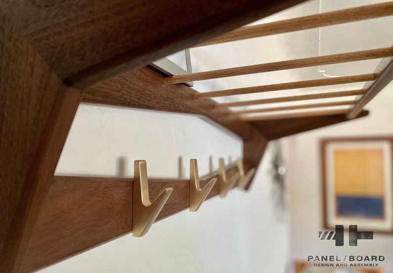 Midcentury Modern Walnut Wall Mounted Coat Rack Solid - Etsy