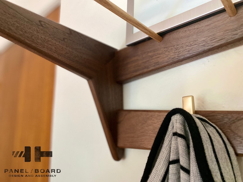 Midcentury Modern Walnut Wall Mounted Coat Rack Solid - Etsy