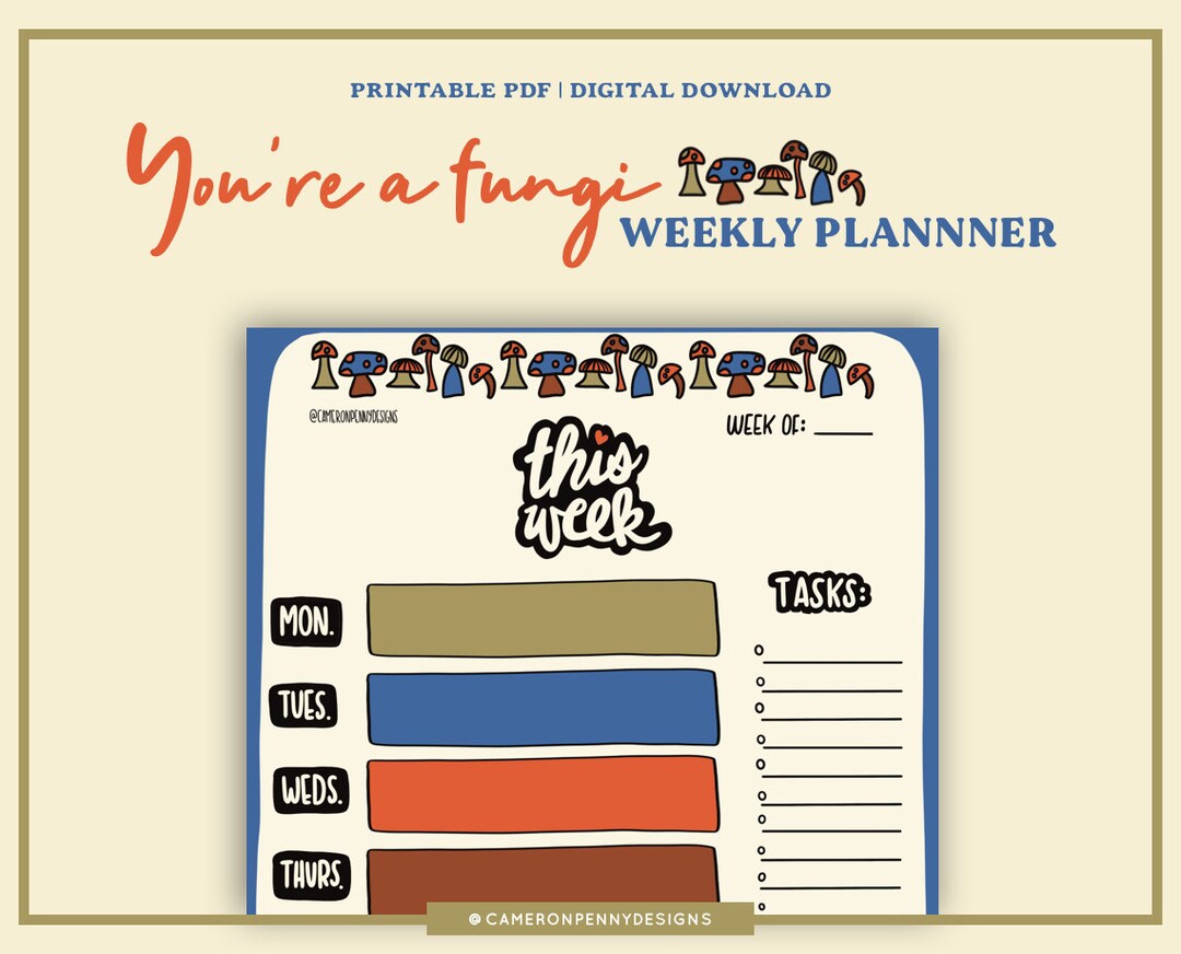 Weekly Layout Planner Printable Instant Download (1 Page) Monday ...