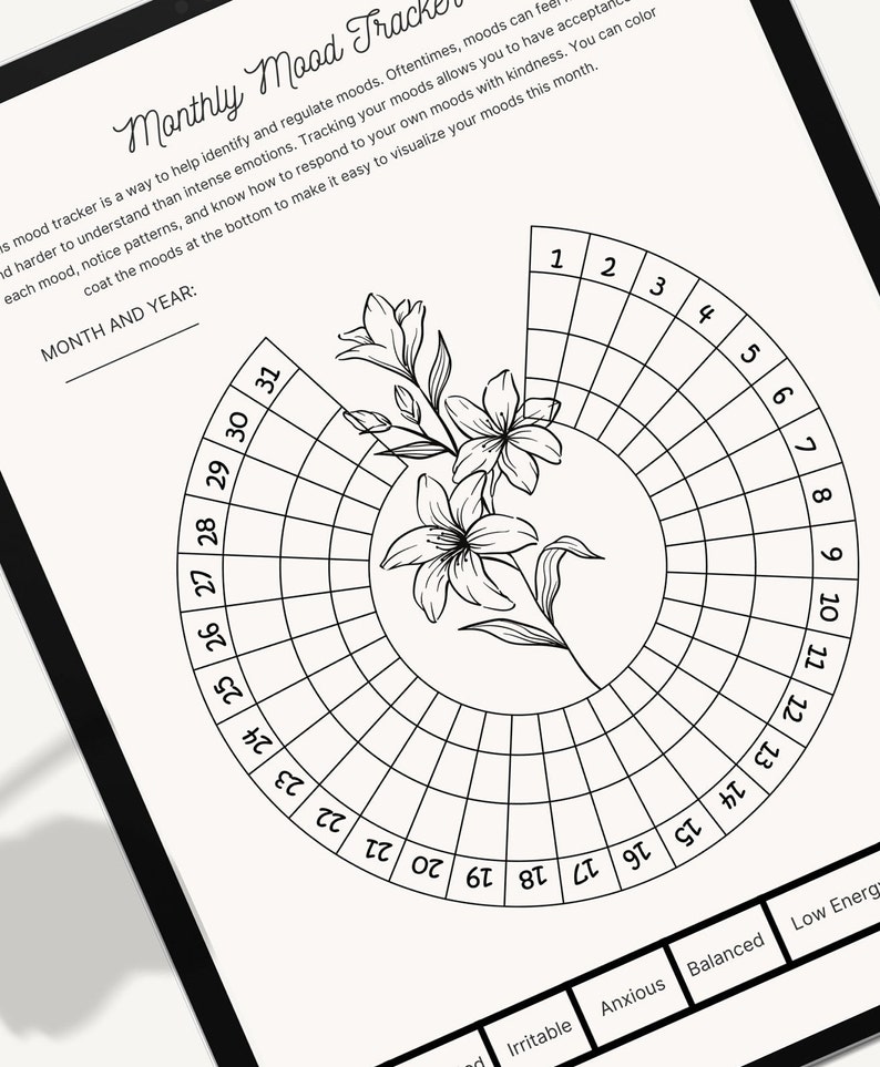 Monthly Mood Tracker Printable PDF Download Self-care - Etsy