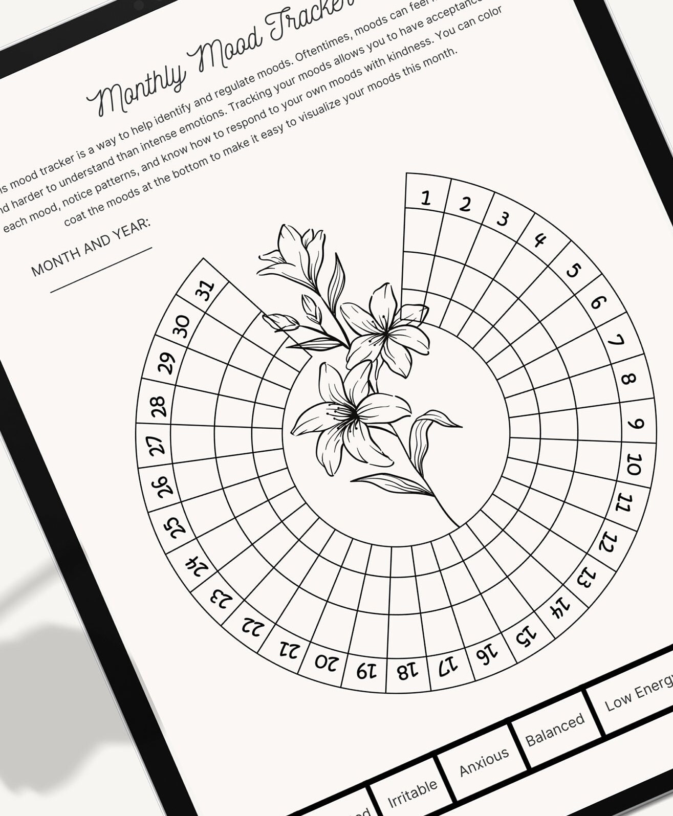 Monthly Mood Tracker Printable PDF Download Self-care - Etsy