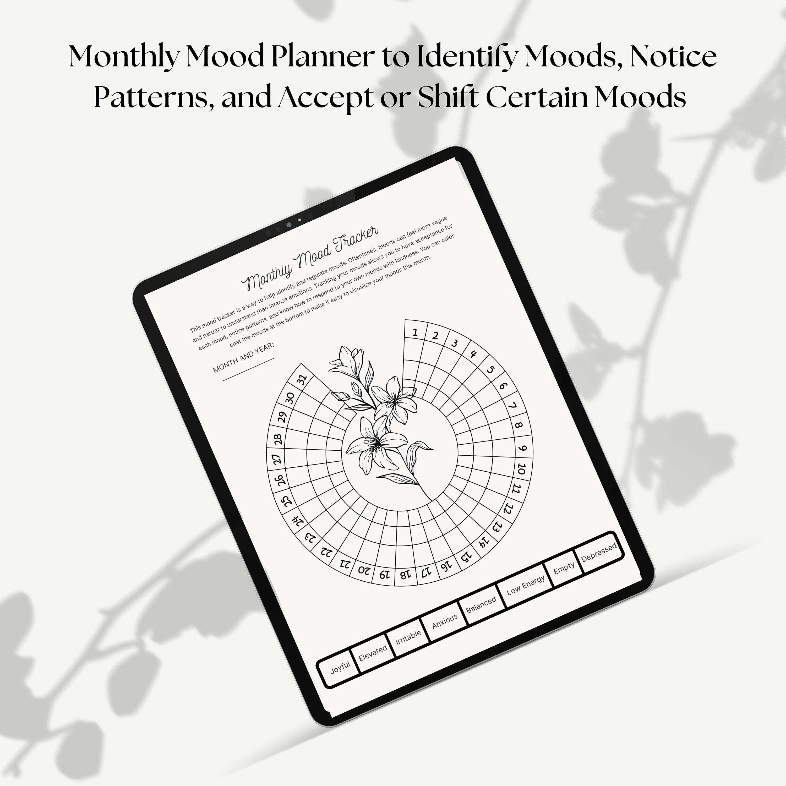 Monthly Mood Tracker Printable PDF Download Self-care - Etsy