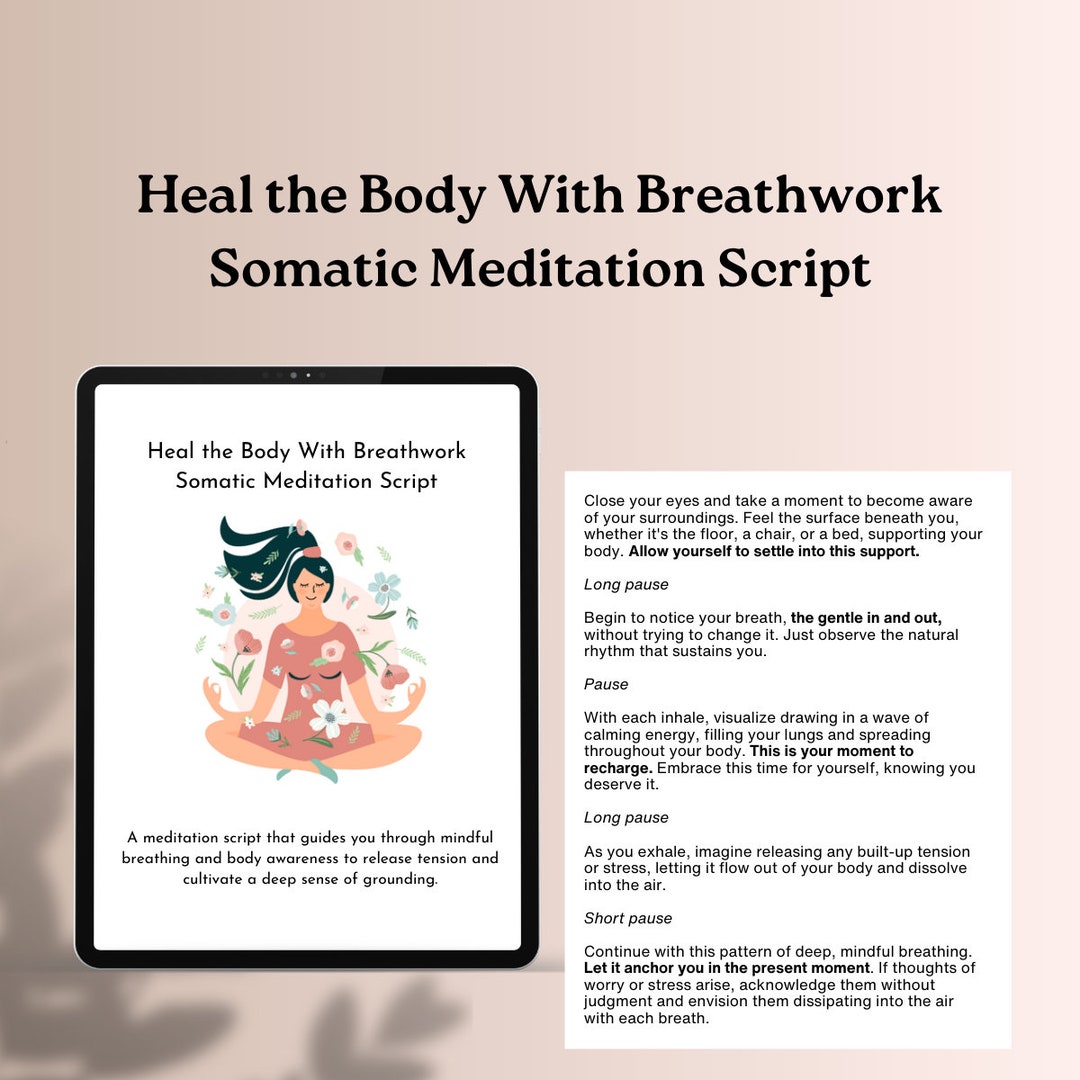 Somatic Meditation Script Breathwork Script Guided Therapy Meditation ...