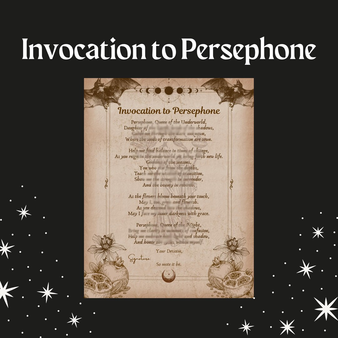 Persephone Invocation Printable | Goddess Prayer | Digital Download ...
