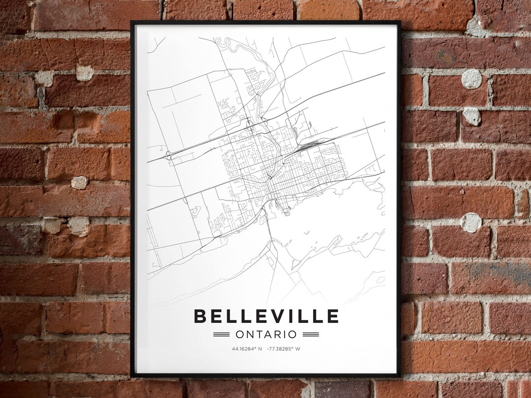 Map of Belleville, Ontario Black & White Poster Print - Etsy
