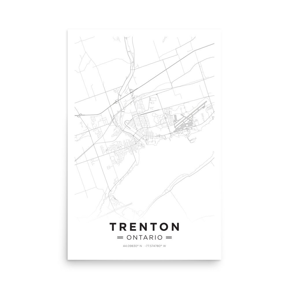 Map of Trenton, Ontario Black & White Poster Print Quinte West - Etsy