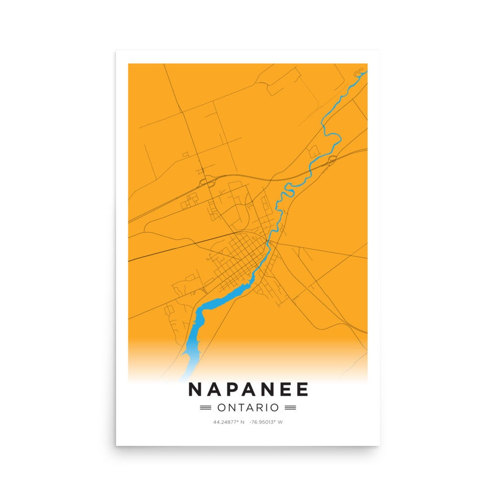 Map of Napanee, Ontario | City Colours | Poster Print - Etsy