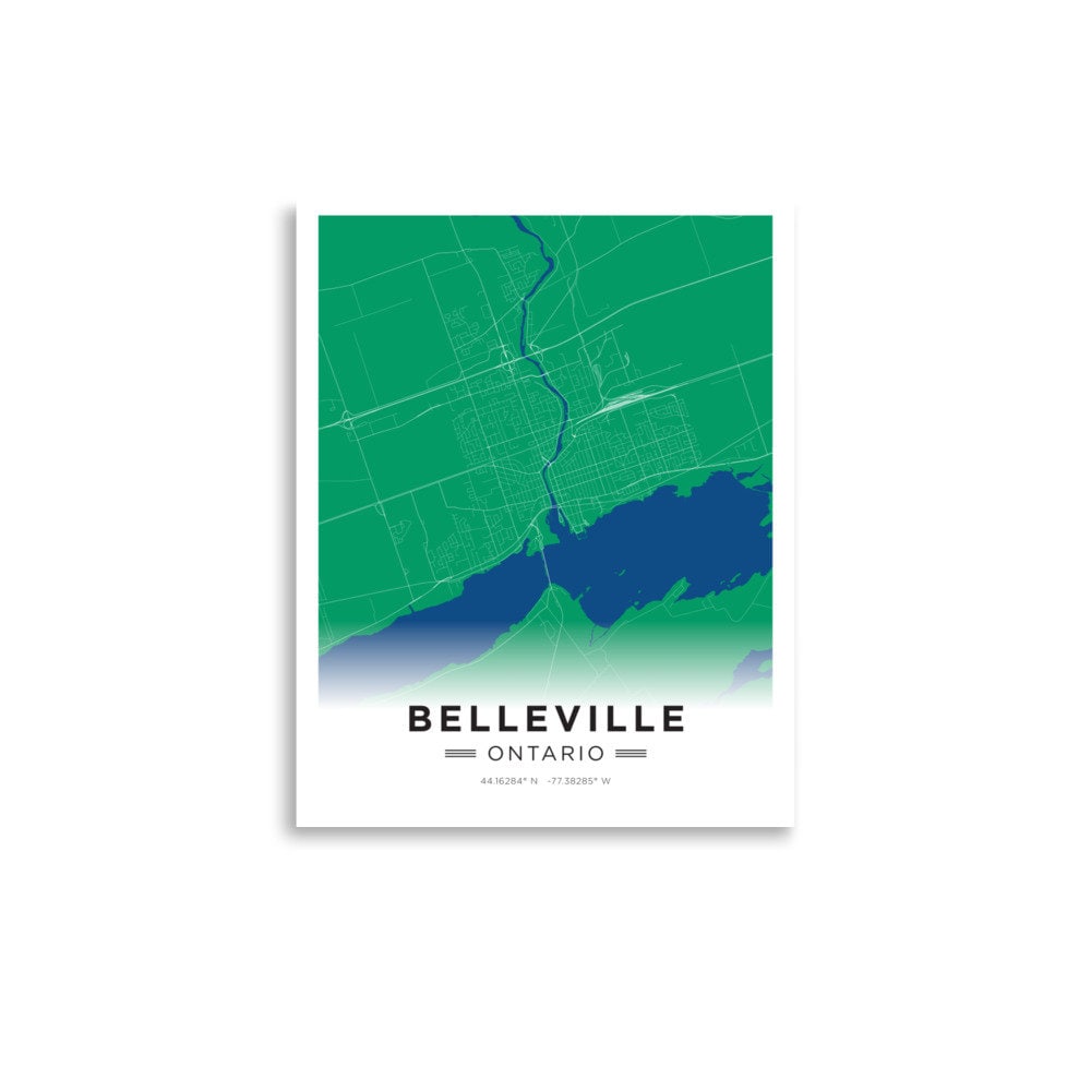 Map of Belleville Ontario City Colours Poster Print - Etsy