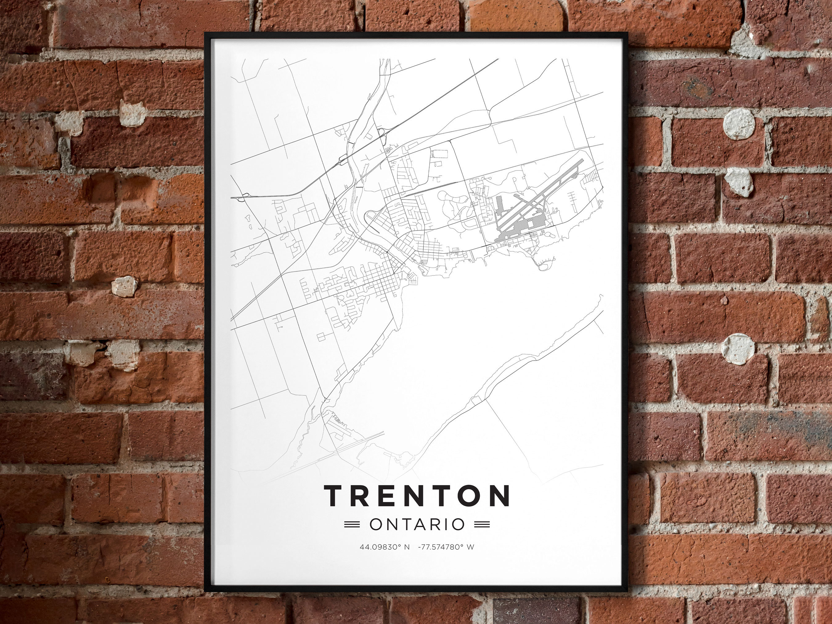 Map of Trenton, Ontario | Black & White | Poster Print | Quinte West - Etsy