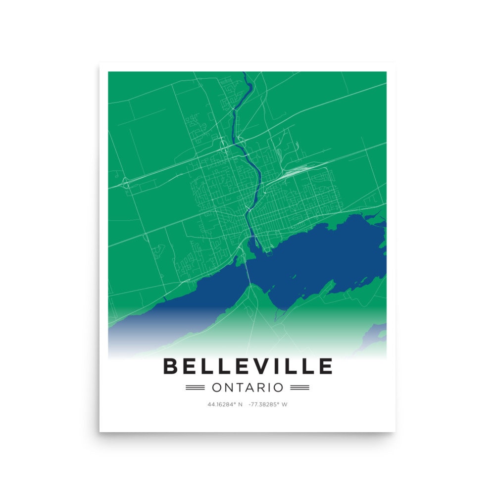 Map of Belleville, Ontario | City Colours | Poster Print - Etsy