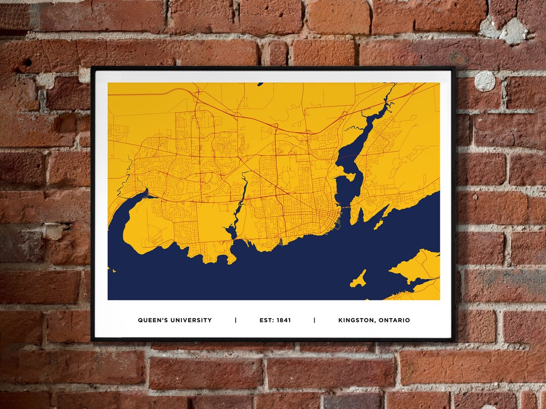 Map of Kingston, Ontario | Queens University Colours | Poster Print - Etsy