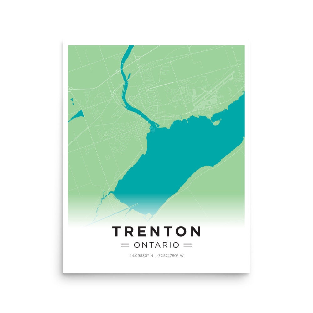 Map of Trenton Ontario City Colours Poster Print Quinte - Etsy