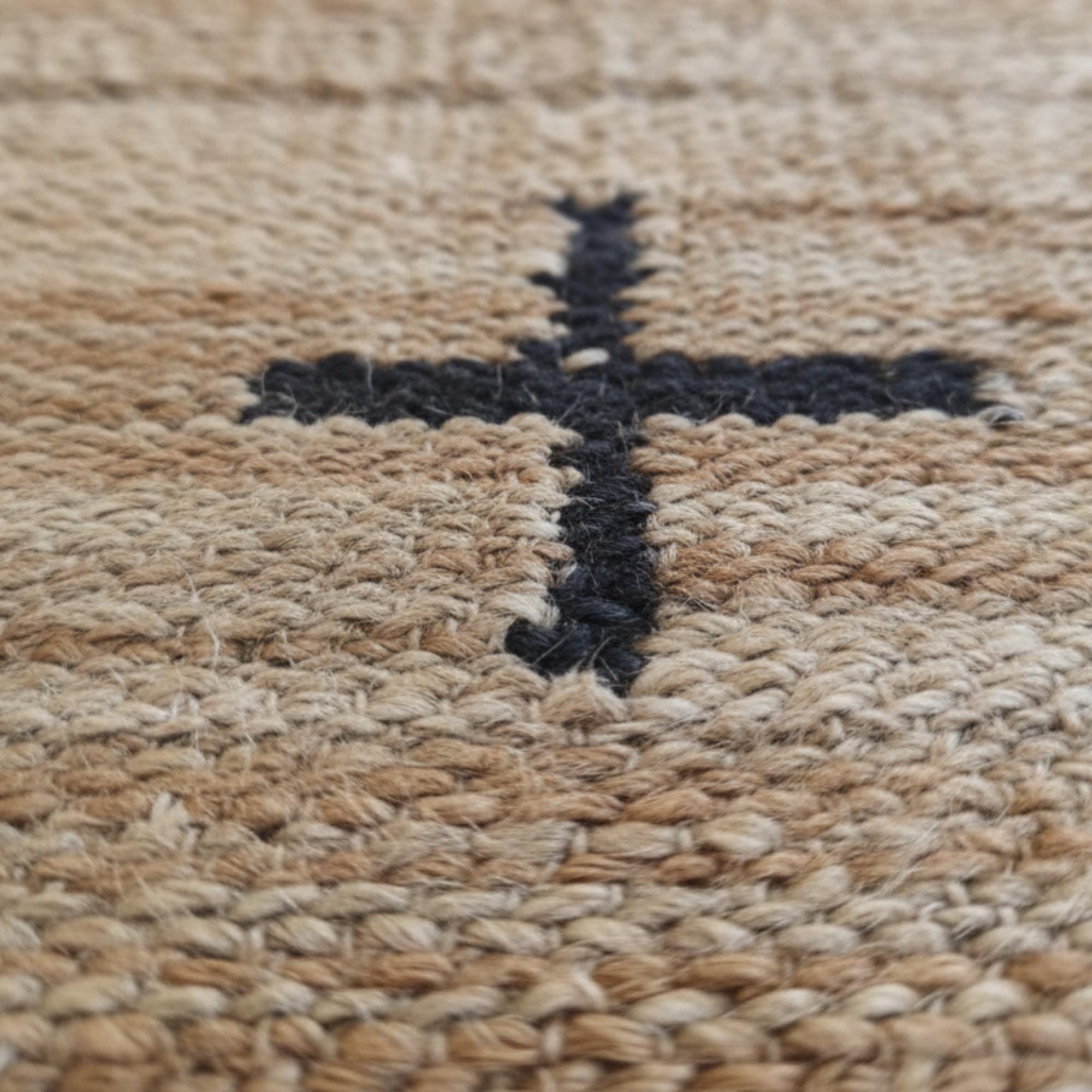 Braided Jute Rug Handmade Jute Rug, Jute Rug With Black Cross Pattern ...