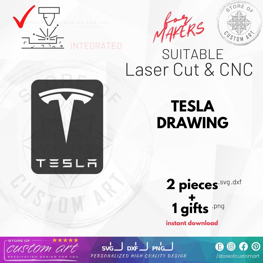 Tesla DXF SVG PNG Logo Metal Wall Art Laser Cut Home Decor - Etsy Hong Kong